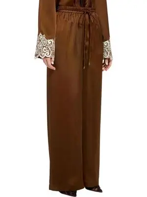 VASILIKI Lace-trim Trousers - Brown