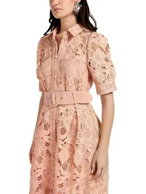 VASILIKI Ayah Lace Belted Maxi Dress - Pink