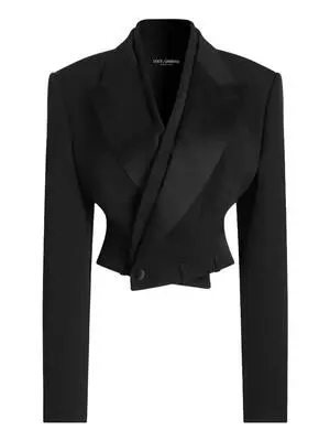 Dolce & Gabbana Shawl Collar Cropped Jacket - Black