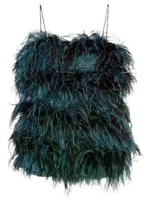 Oseree Feathered Mini Dress - Blue