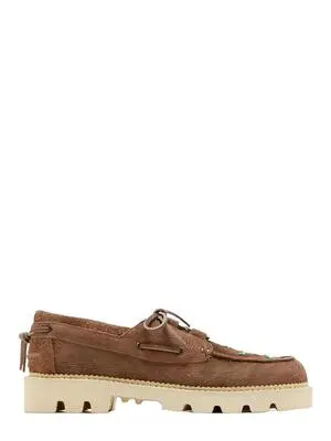 COLLEGIUM Beaded Lace-up Boat Shoes - Brown