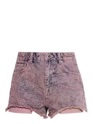 A BATHING APE Embroidered Frayed Shorts - Pink