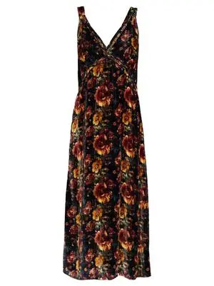 R13 Floral-print Midi Dress - Black