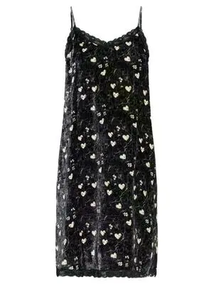 R13 Hearts Lace Trim Dress - Black