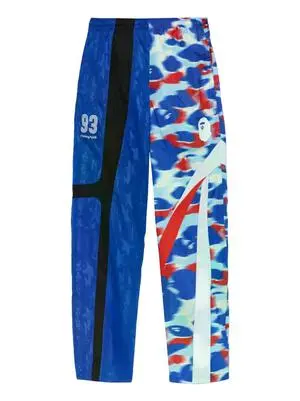 A BATHING APE Star Print Panel Trousers - Blue