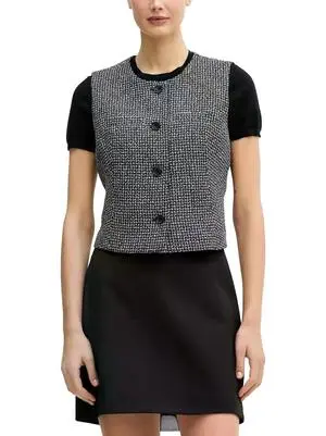 Dkny Button Tweed Vest - Black