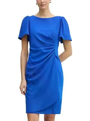 Dkny Puffed Sleeve Gathered Dress - Blue