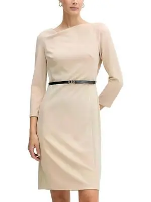 Dkny Belted Midi Dress - Neutrals