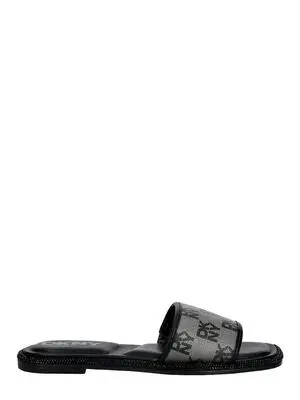 Dkny Logo Pattern Embellished Slides - Grey