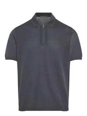 Corneliani Textured Half-zip Polo Shirt - Grey