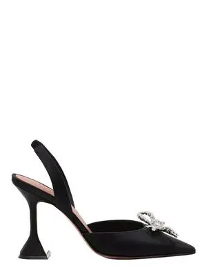 Amina Muaddi 95mm Rosie Crystal-bow Slingback Pumps - Black