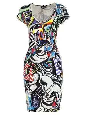 Just Cavalli Graffiti Sheath Mini Dress - White