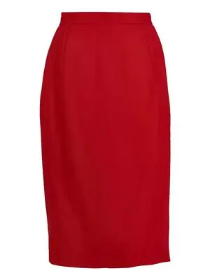 Valentino Garavani Miss V Straight Wool Midi Skirt - Red
