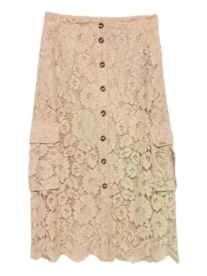 TWINSET Lace-detail Pocket Midi Skirt - Neutrals