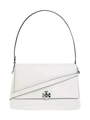 Tory Burch Leather Charlie Logo Shoulder Bag - White