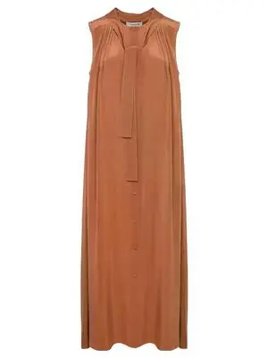 YVES SALOMON Sleeveless Shirt Midi Dress - Brown