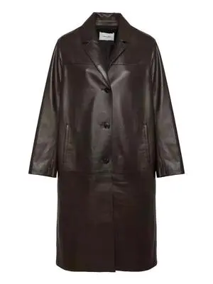 YVES SALOMON Straight Leather Coat - Brown