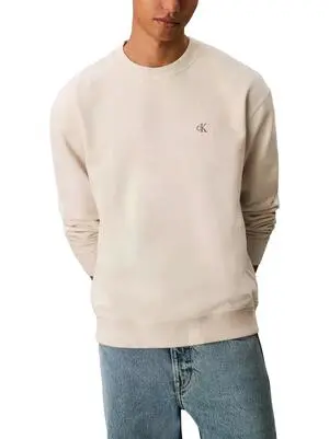 Calvin Klein Embroidered Crew-neck Sweatshirt - Neutrals