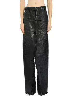 Rick Owens Denim Sliced Maxi Skirt - Black