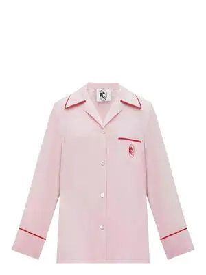 Sleeper Contrast-trim Pajama-style Shirt - Pink