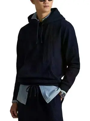 Polo Ralph Lauren Waffle-knit Hooded Sweater - Blue