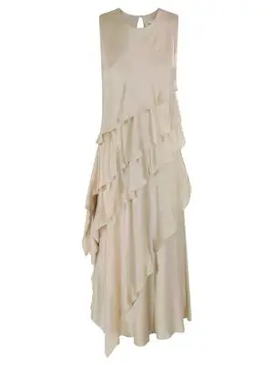 Antonelli Firenze Ruffled Asymmetric Dress - Neutrals