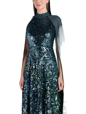 NEEDLE & THREAD Chandelier Sequin Midi Dress - Blue