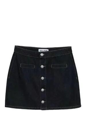Dkny High-rise Button-detailed Skirt - Blue