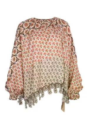 BIYAN Embroidered-Hemline Print Blouse