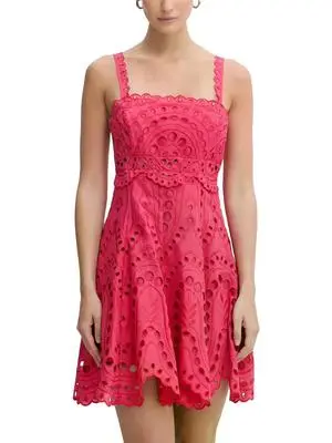 Charo Ruiz Ibiza Zeph Scalloped Embroidered Dress - Pink