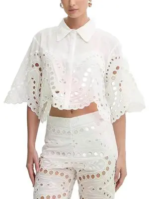 Charo Ruiz Ibiza Storm Scallop-trim Eyelet Blouse - White