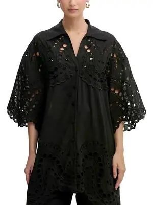 Charo Ruiz Ibiza Tao Eyelet Blouse - Black