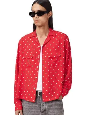 ALLSAINTS Mini Polkadot Sheer Shirt - Chilli Pepper Red