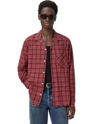 ALLSAINTS Felix Check Long Sleeve Shirt - Claret Red