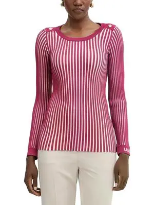 Liu Jo Striped Long Sleeve Sweater - Pink