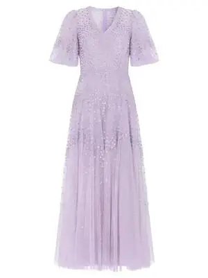 NEEDLE & THREAD Sequin V-neck Gown - Purple