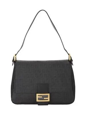 Fendi Zucchino Coated Mama Shoulder Bag - Black