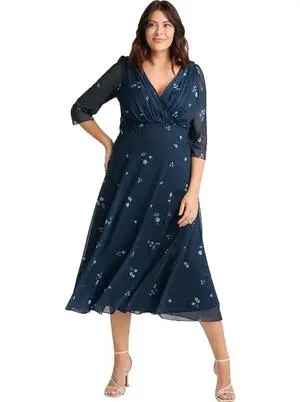 SCARLETT & JO Helena Floral Midi Dress - Navy Ditsy