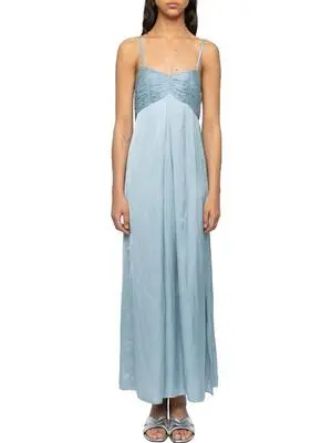 Zadig&Voltaire Rippie Satin Maxi Dress - Sky
