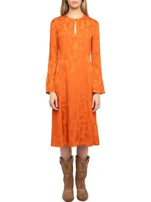Zadig&Voltaire Paisley Silk Midi Dress - Tangerine