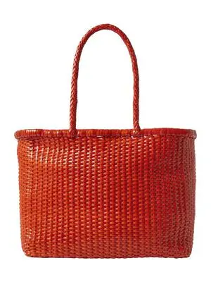 Dragon Diffusion B Weave Big Woven Leather Tote - Orange