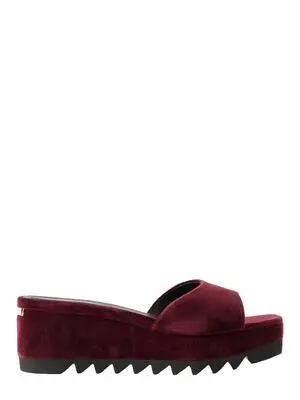 Stella McCartney Sneakelyse Velvet Wedge Sandals - Burgundy