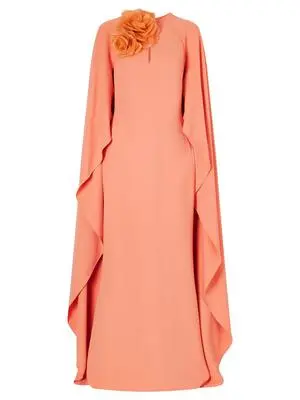 Elie Saab Appliquéd Cape-effect Cady Gown - Pink