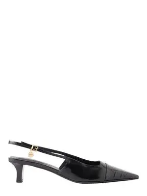 TOD'S Embellished Croc-effect Leather Slingback Pumps - Black