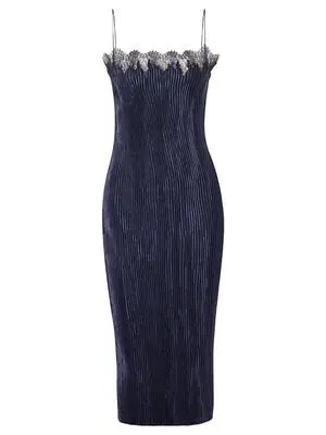 FFORME Lumi Lace-trimmed Plissé Midi Dress - Blue