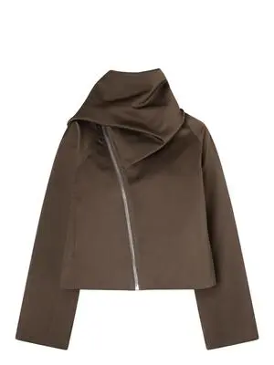 Rick Owens Cropped Scarf Satin-shell Jacket - Gray