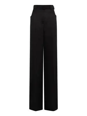 Gabriela Hearst Norman Textured Linen Slub Wide-leg Pants - Black
