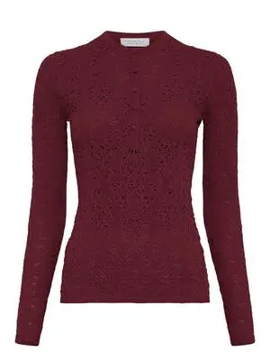 Gabriela Hearst Gaviran Lace Knit Henley - Bordeaux