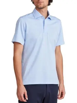 EMANUEL BERG Textured Cotton Knit Polo - Light Pastel Blue