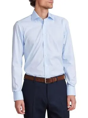 EMANUEL BERG Natural Stretch Yoga Twill Dress Shirt - Light Pastel Blue